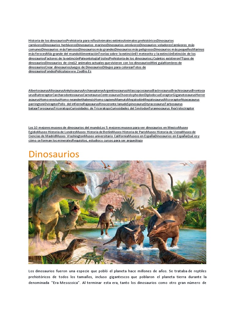Historia y tipos de dinosaurios | PDF | Dinosaurios | Depredación