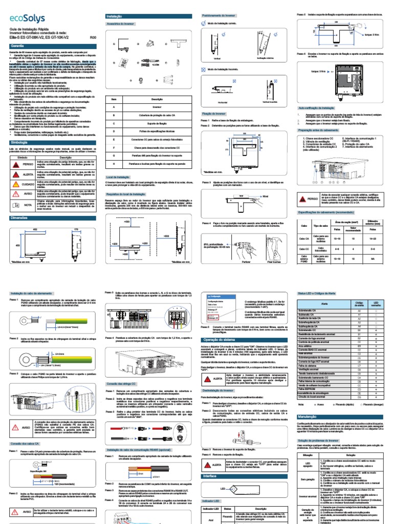 Guia Rapido ES GT 08K V2 10K V2 - REV00 | Download grátis PDF | Diodo emissor de luz | Parafuso