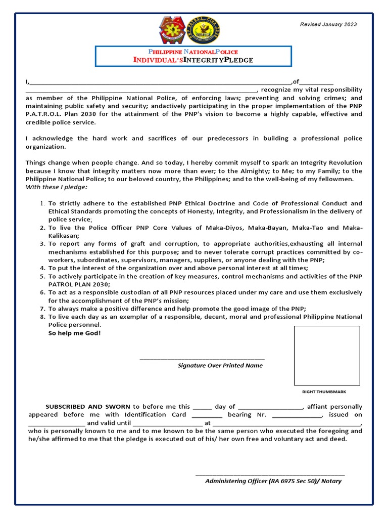 Loyalty Pledge PDF | PDF | Police | Government