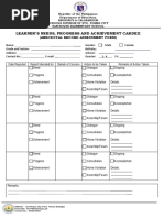 Learner's Needs, Progress and Achievement Cardex (Anecdotal Record Assessment Form) by Teacher ...