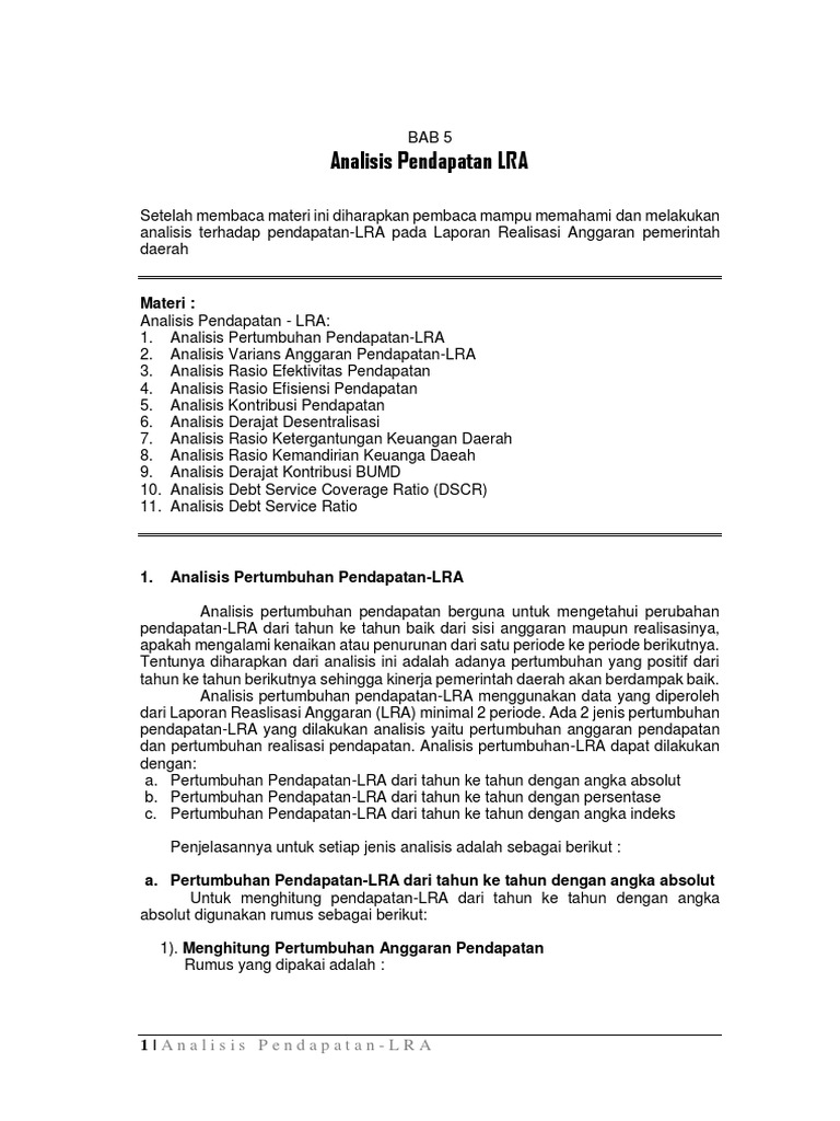 BAB 5 - Analisis Pendapatan LRA Ok PDF | PDF