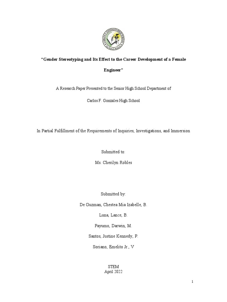 Gender Stereotyping and Its Effect To The Career Development of A ...