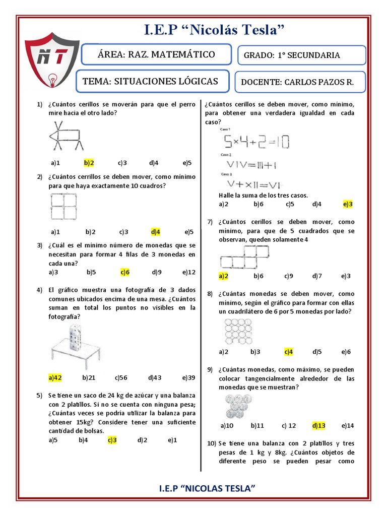 Examen de RM de 1 de Secundaria | PDF