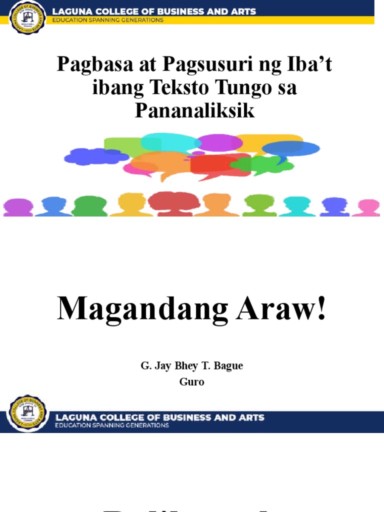 Pagbasa at Pagsusuri Week2.1 | PDF