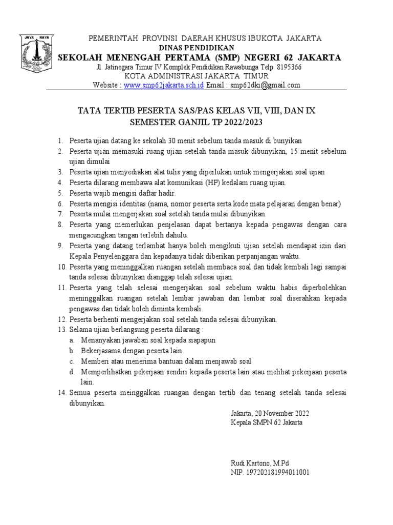 Tata Tertib Peserta Dan Pengawas SAS - PAS | PDF