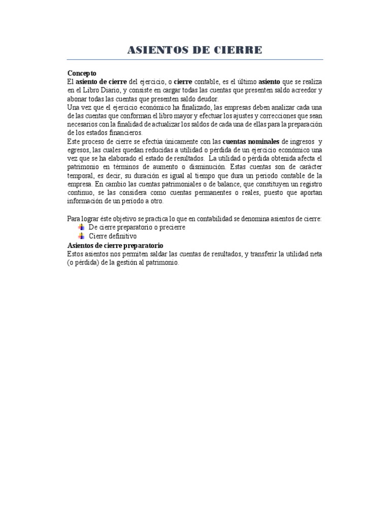 Asientos de Cierre PDF | PDF | Contabilidad | Economias