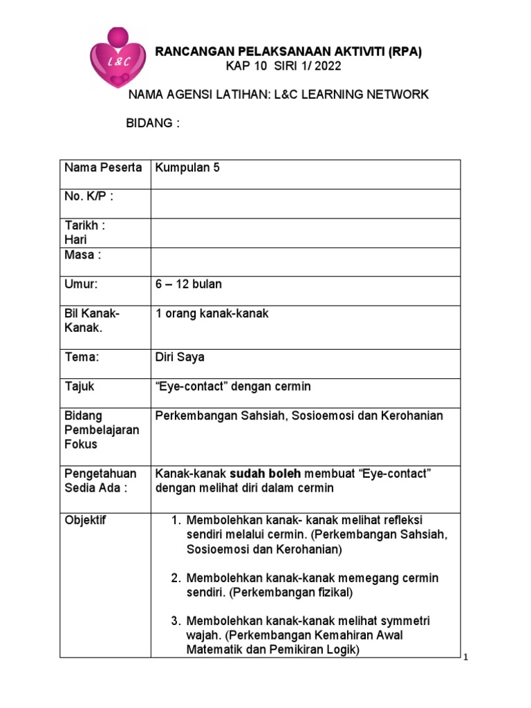 RPA PLAN (Perkembangan Sahsiah, Sosioemosi Dan Kerohanian) | PDF