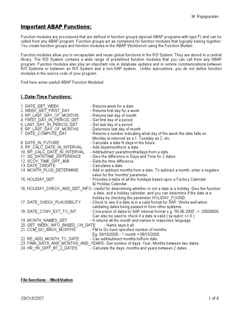 ABAP Function Modules: A Guide to Useful Date, File, Text, Currency ... ABAP Function Modules: A Guide to Useful Date, File, Text, Currency ...