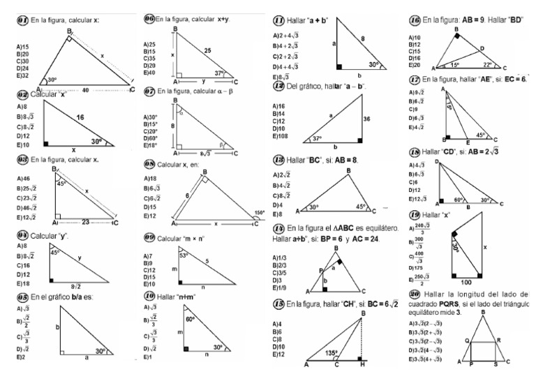 Ejercicios Triangulos Notables | PDF