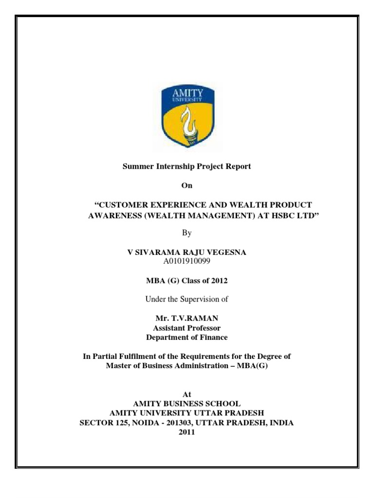 HSBC Wealth Management Internship Report | PDF | Wealth Management | Hsbc