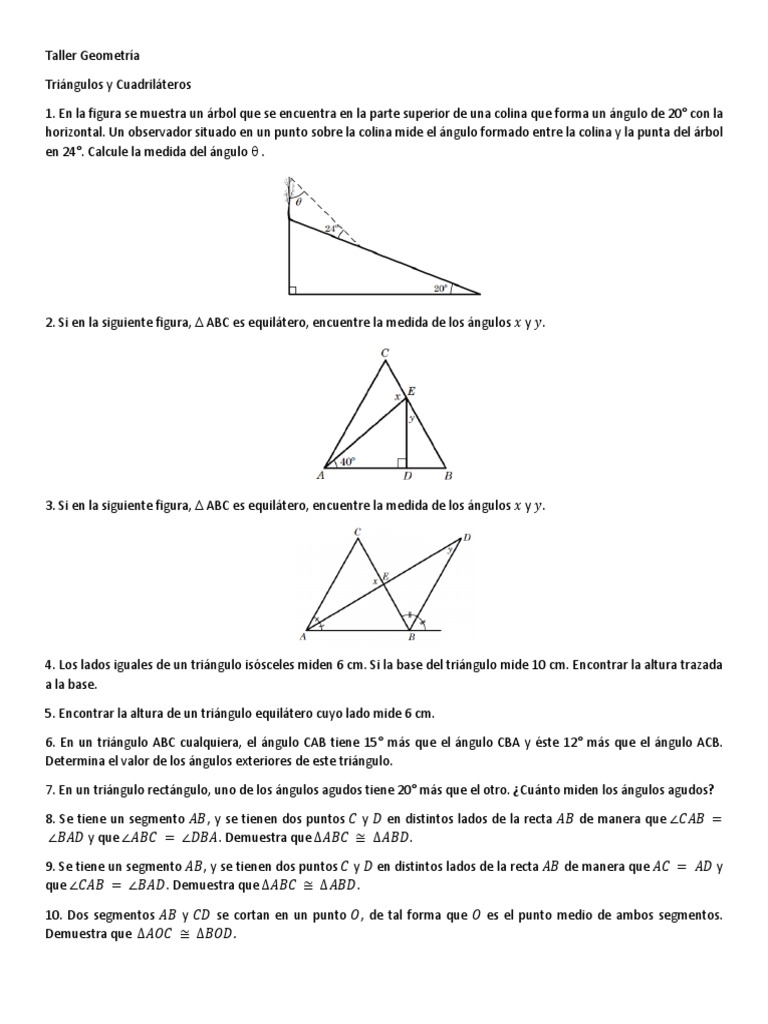 Taller Geometría Triangulos y Cuadrilateros | PDF | Triángulo | Geometría