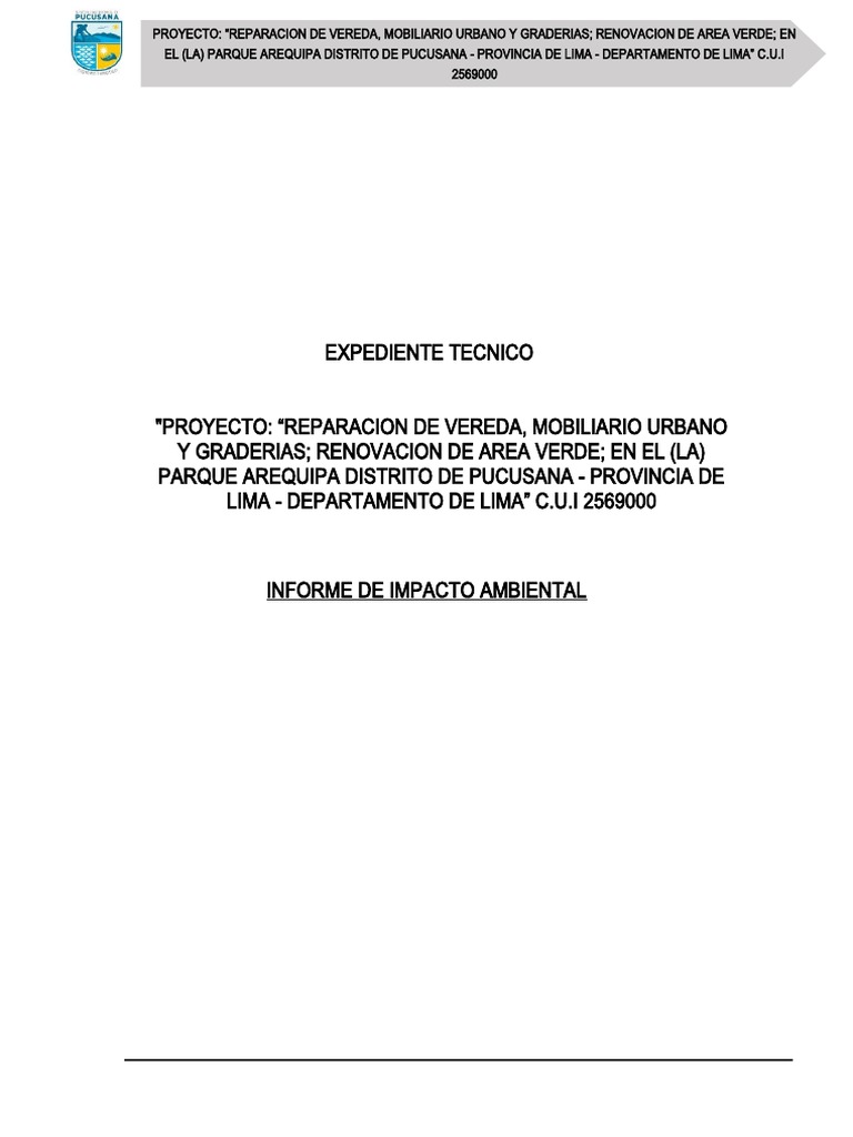 Informe de Impacto Ambiental | PDF | Evaluación de impacto ambiental ...