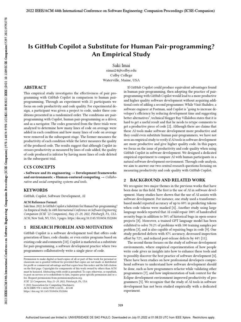 Saki Imai - Is GitHub Copilot A Substitute For Human Pair-Programming ... Saki Imai - Is GitHub Copilot A Substitute For Human Pair-Programming ...