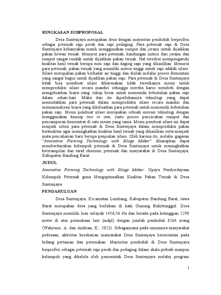 ISI SUBPROPOSAL PPK ORMAWA HMM 2023 (New Progress) | PDF | Memasak ...