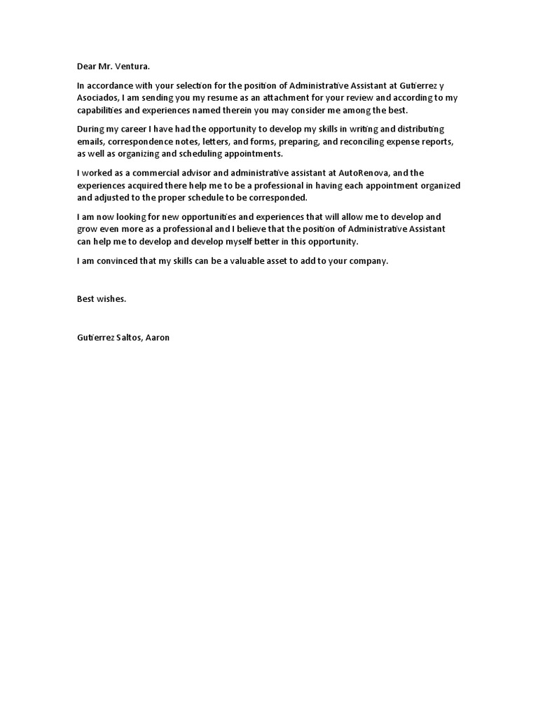 W04 Employment Portfolio Cover Letter | PDF