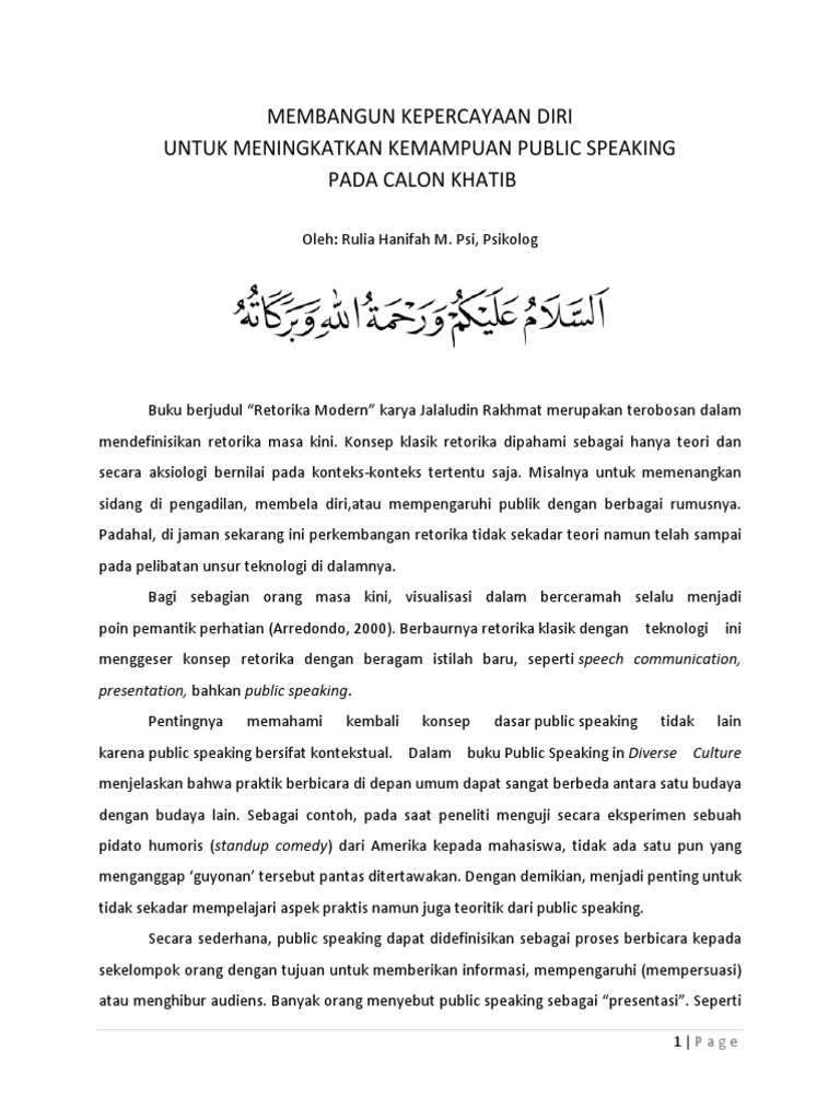 Kepercayaan Diri Dan Publik Speaking | PDF | Pengembangan Diri | Sains & Matematika