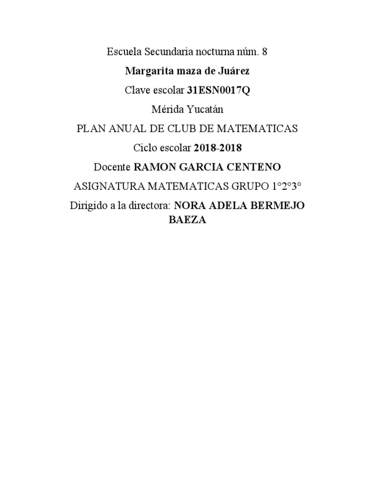 Escuela Secundaria Nocturna Núm | PDF | Enseñando | Matemáticas