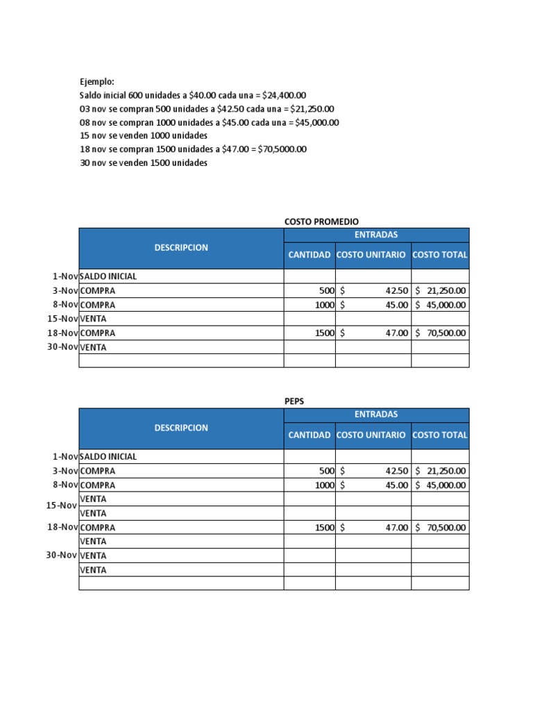 Peps Costo Promedio | PDF
