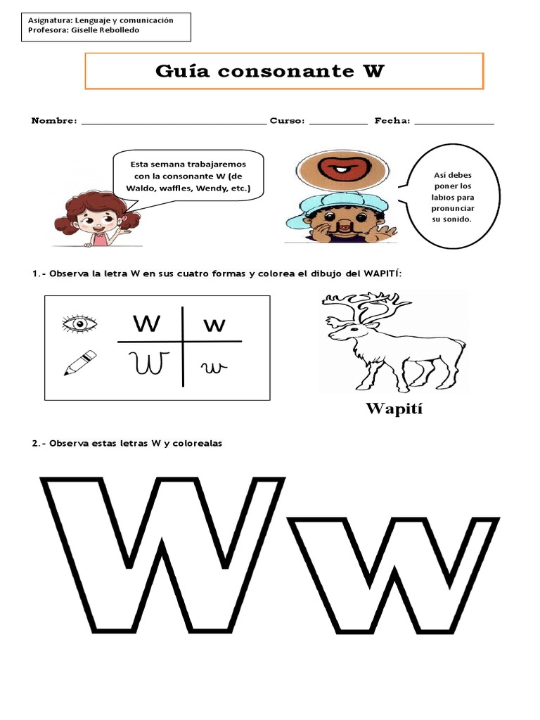 Guía Consonante W | PDF | Fonética | Comunicación humana