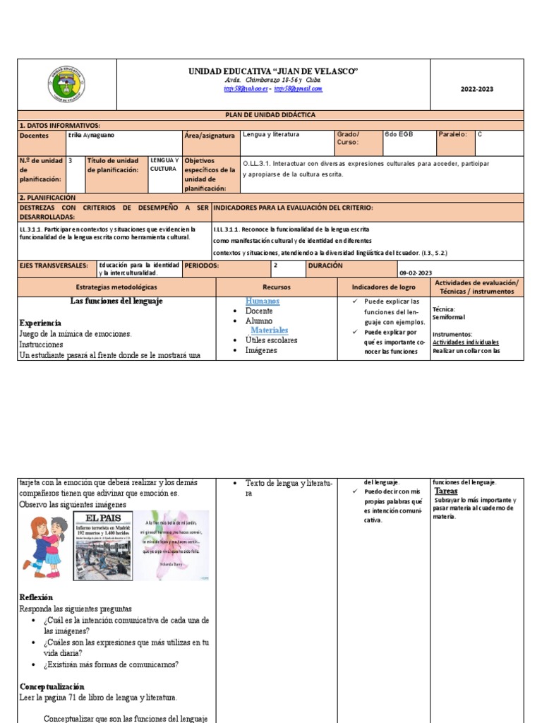 Plan de Clases Lengua y Literatura | PDF | Maestros | Planificación