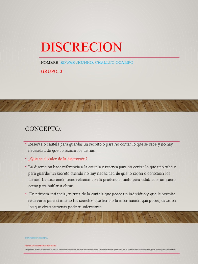 Definición y Valor de la Discreción | PDF | Relaciones personales ...