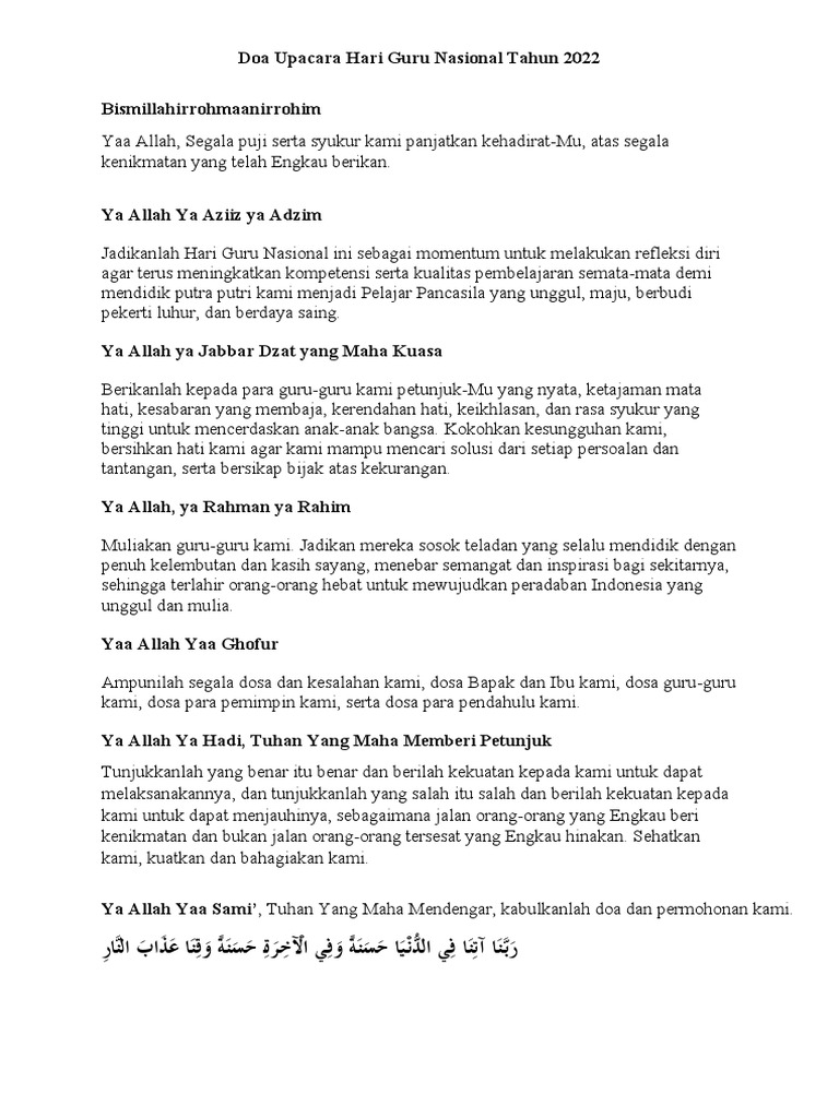 Teks Doa Hari Guru | PDF