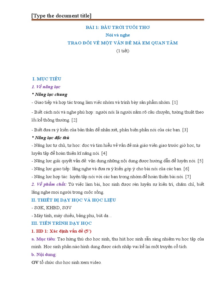 Noi Và Nghe Bai 1 KNTT Vs CS | PDF