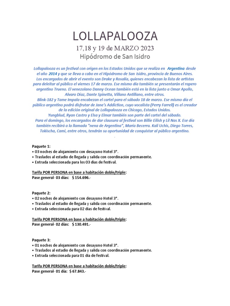 LOLLAPALOOZA | PDF | Músicos