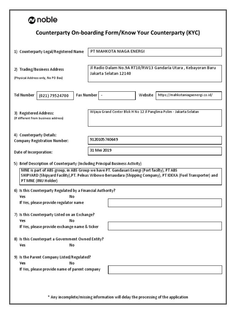 KYC Counterparty Onboarding Form | PDF | Justice | Crime & Violence