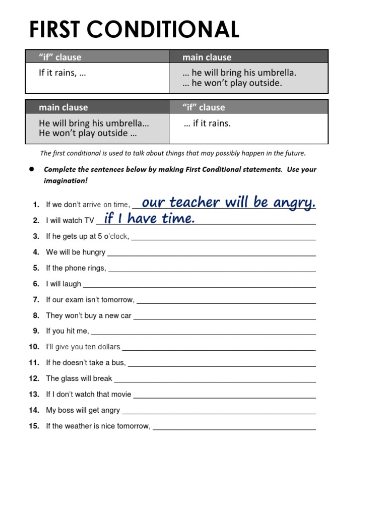First and Zero Conditionals Activity | PDF