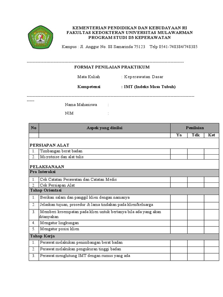 Sop Imt (Indeks Masa Tubuh) | PDF