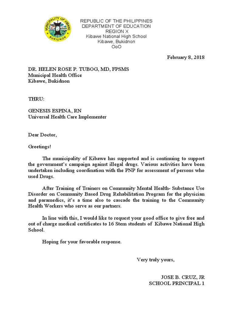 CBRP Letter For Training To Dra. Luminarias | PDF