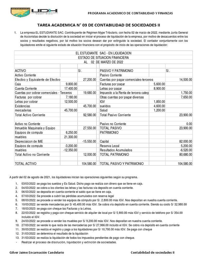 TAREA ACADEMICA N° 03 | PDF | Contabilidad | Economias