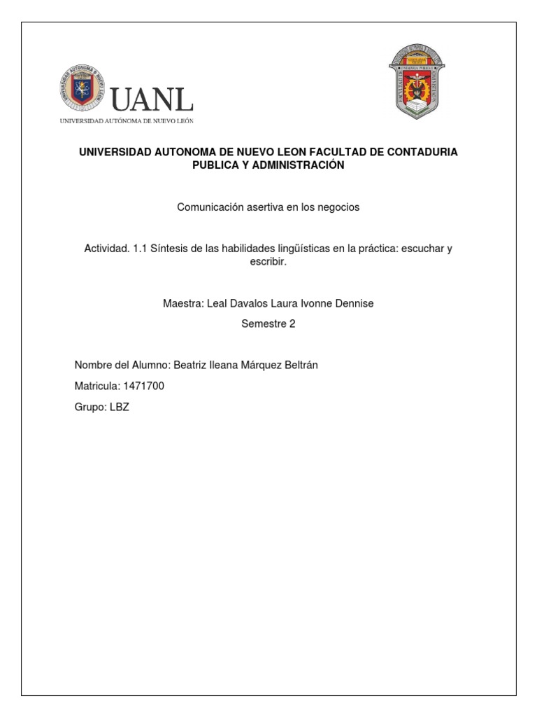 Marquez Beltran - Ileana Beatriz - Act.1 | PDF | Comunicación | Sicología