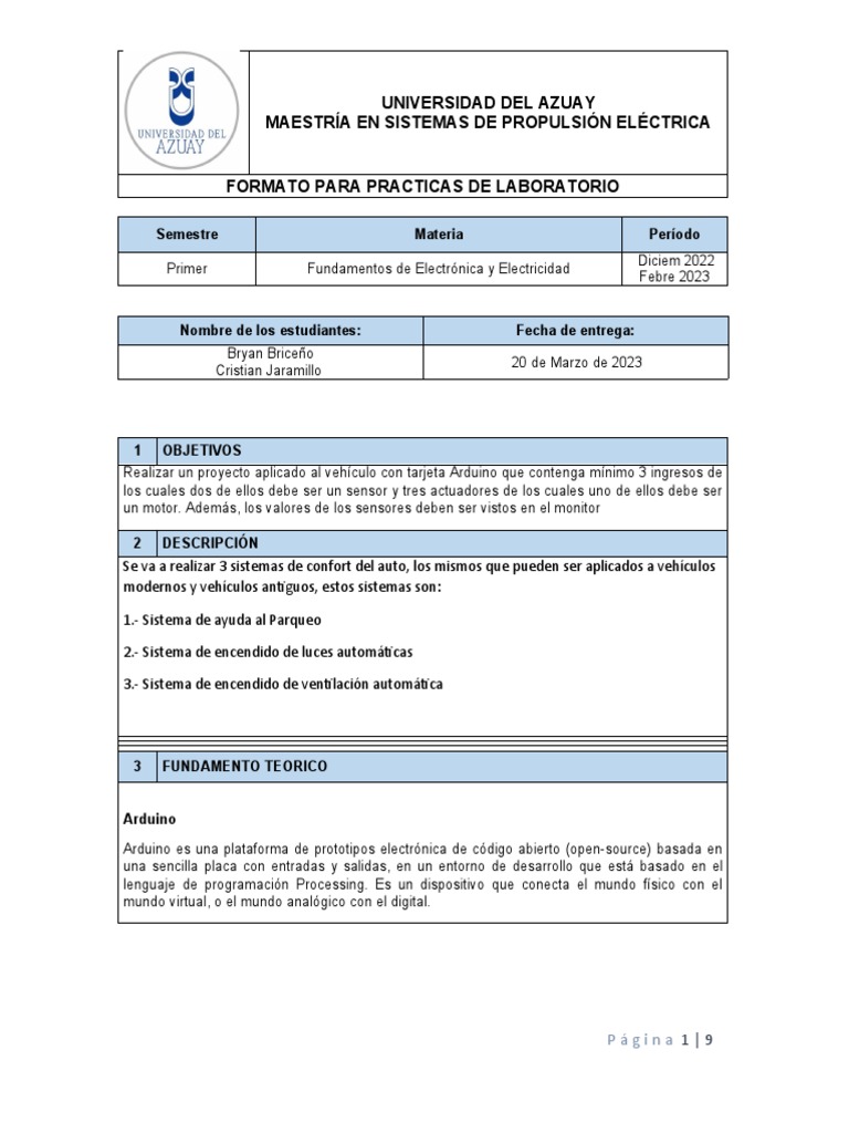 Proyecto Final Con Arduino | PDF | Electrónica | Arduino Proyecto Final Con Arduino | PDF | Electrónica | Arduino