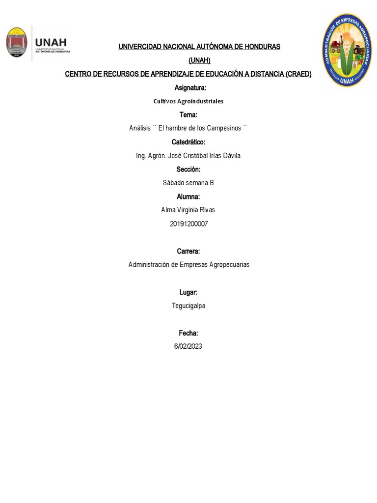 Agroindustriales 2023 Alma Rivas Analicis | PDF | Agricultura | Campesino