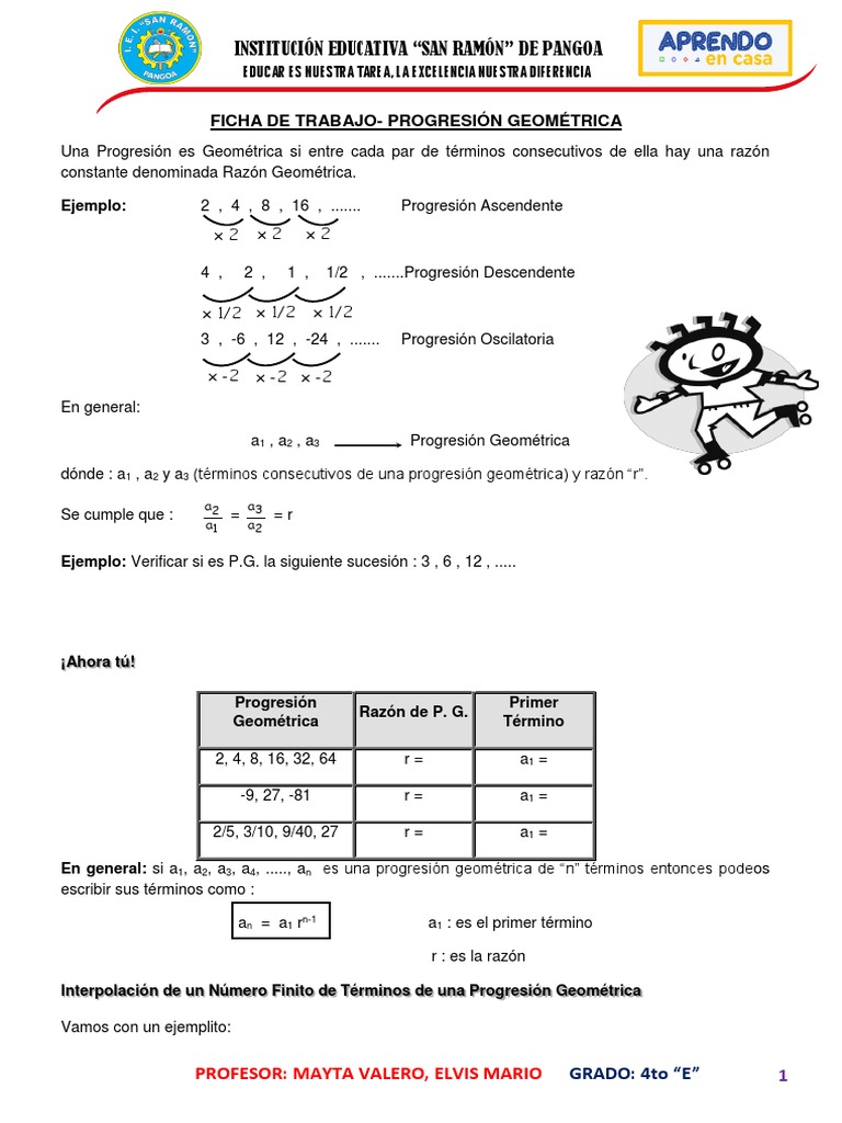 Resolución de Progresiones Geométricas | PDF | Métodos y materiales de enseñanza