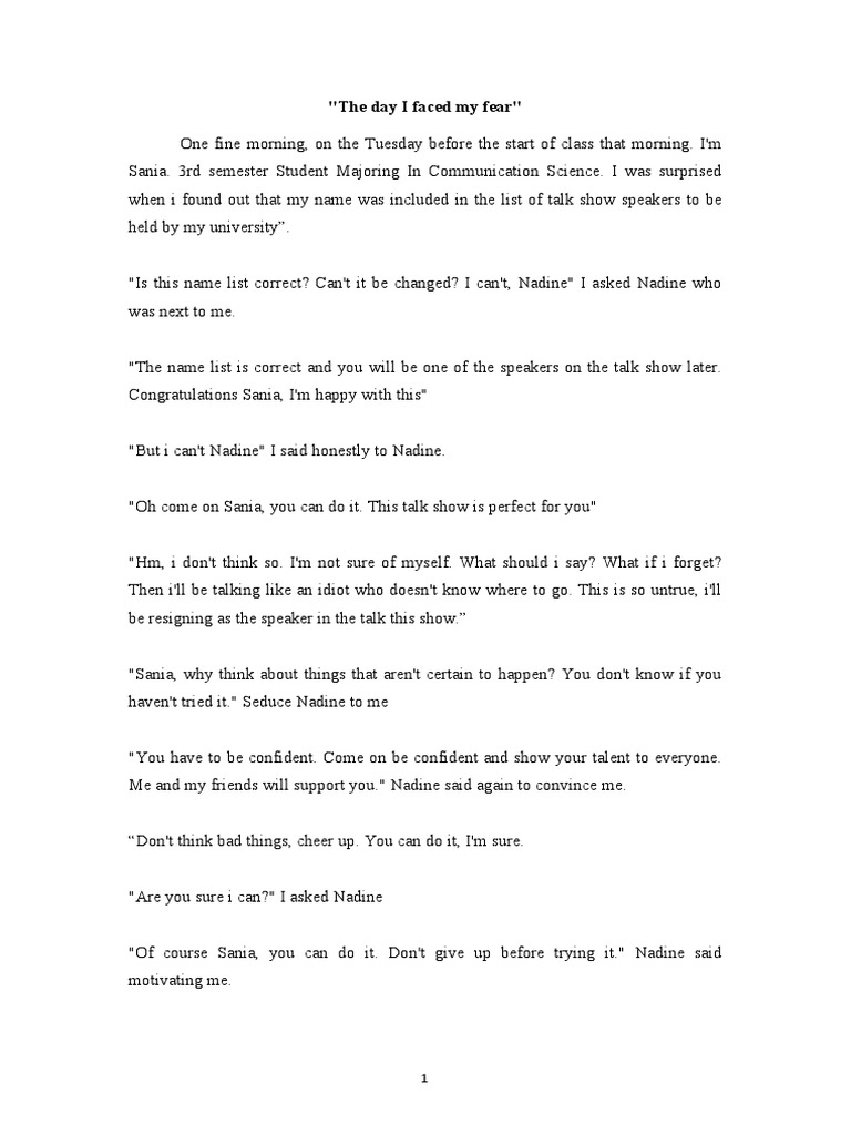 The Day I Faced My Fear | PDF