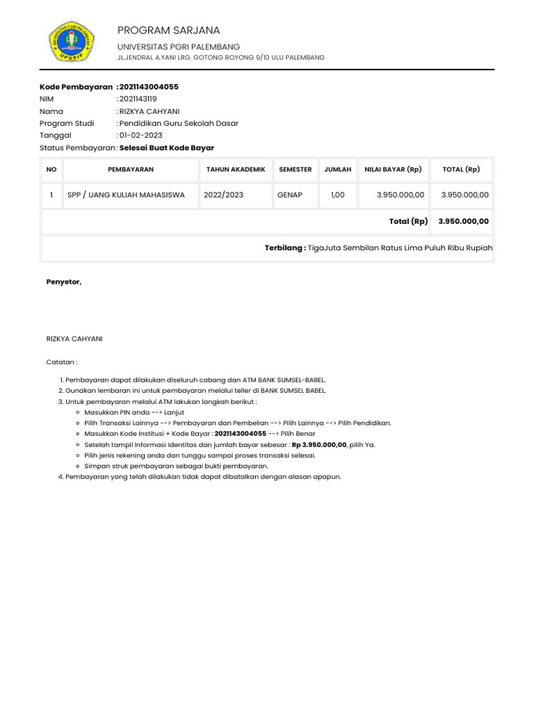 Sisfo Universitas Pgri PDF | PDF