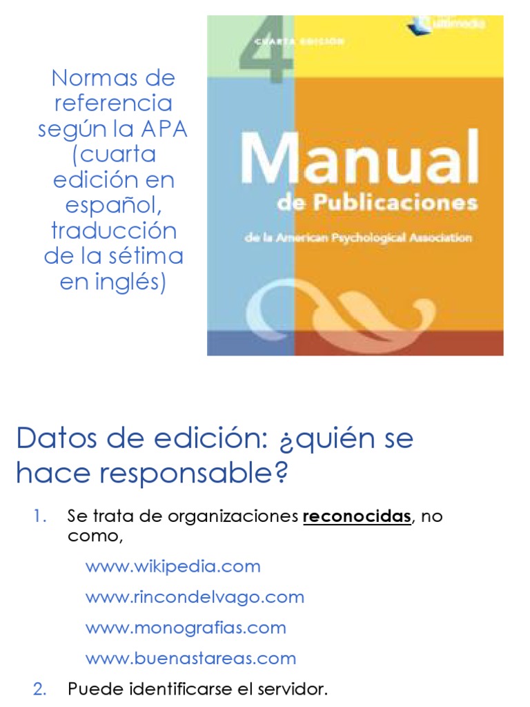 Normas Referencias APA 4 | PDF | Publicación | Escritura