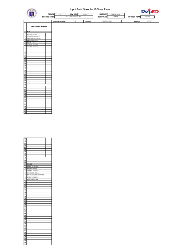 Grade 2 MAPEH Grading Sheet | PDF
