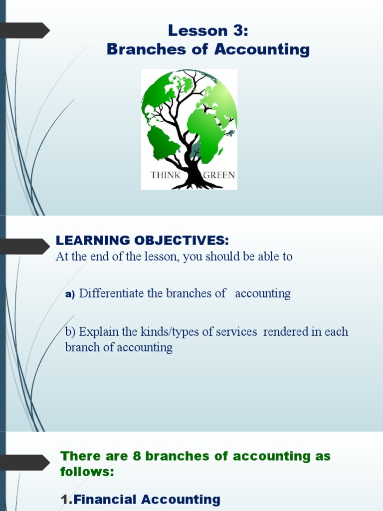 Lesson 3 Branches of Accounting | PDF | Financial Accounting | Accounting