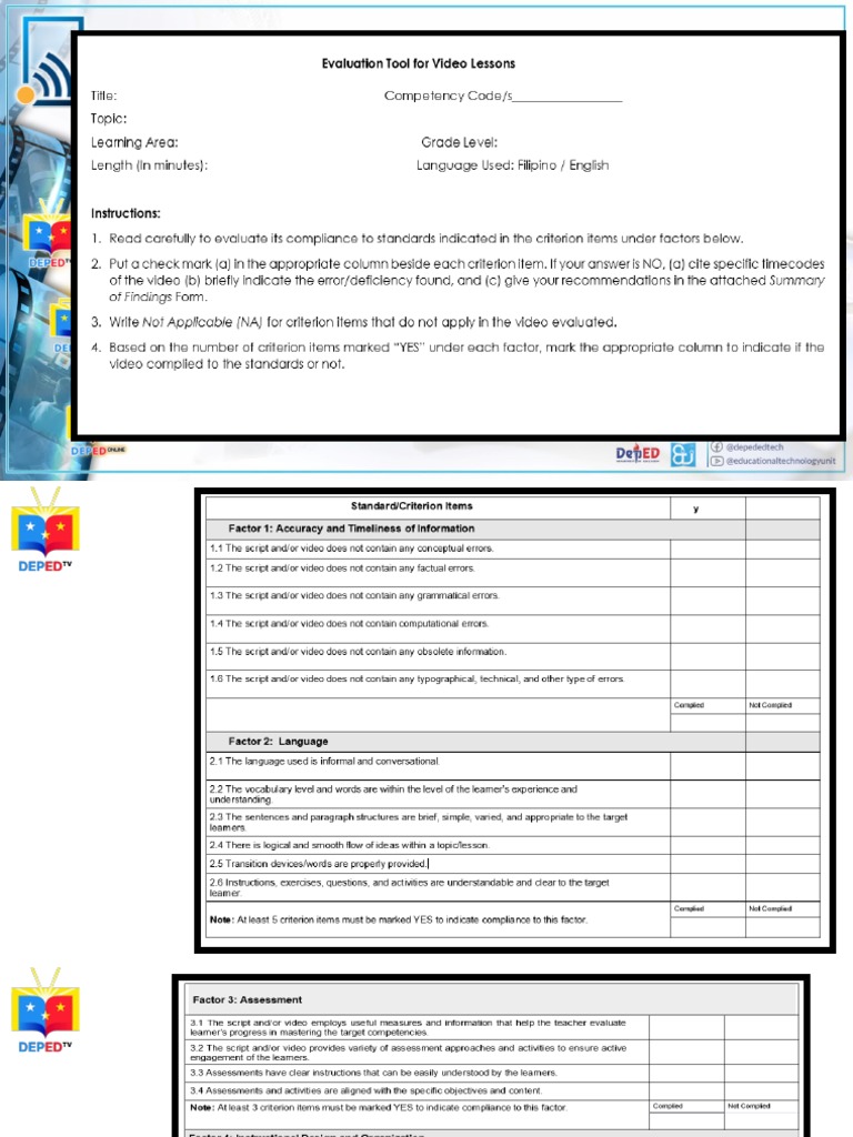 VIDEO Lesson - Evaluation Tool | PDF
