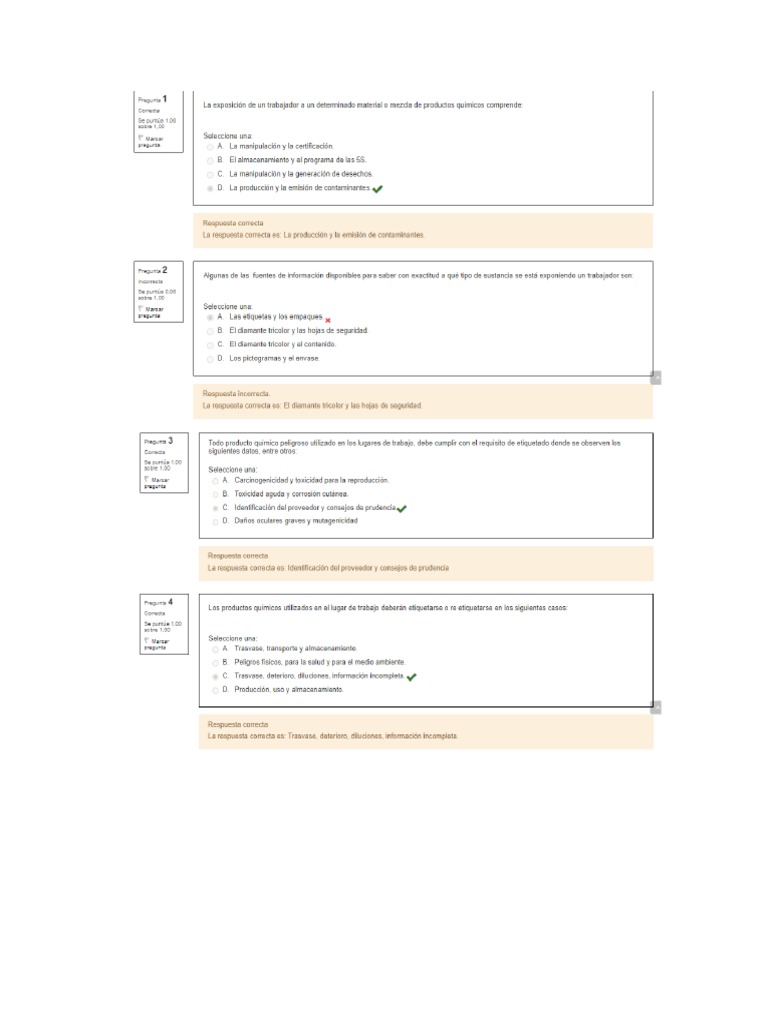 Evaluacion Modulo 5 Sustancias Peligrosas Politecnico de Colombia | PDF