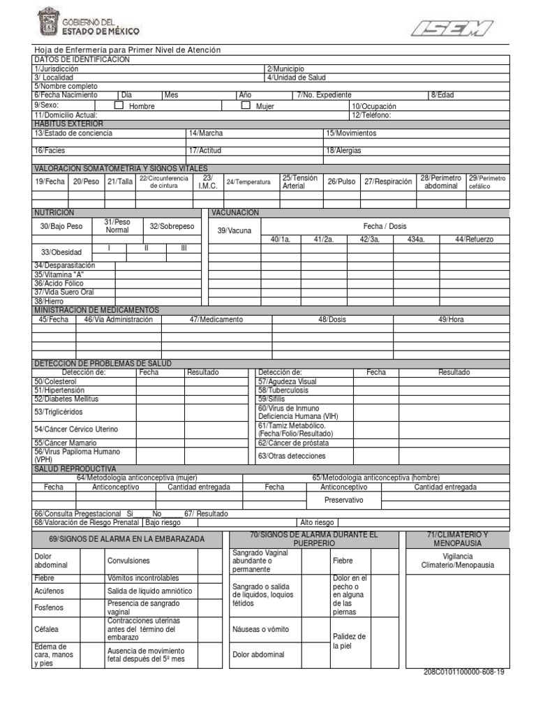 Hoja de Enfermería para Primer Nivel de Atención | PDF