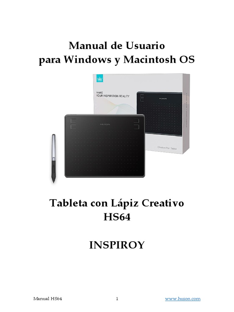 Manual de Usuario Pen Tablet HS64 | PDF | Tableta | Microsoft Windows