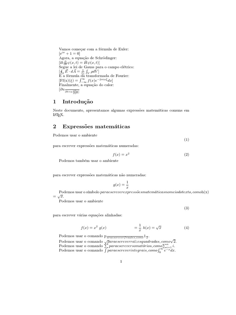 Expressões Matemáticas Comuns Em Latex | Pdf | Matemática