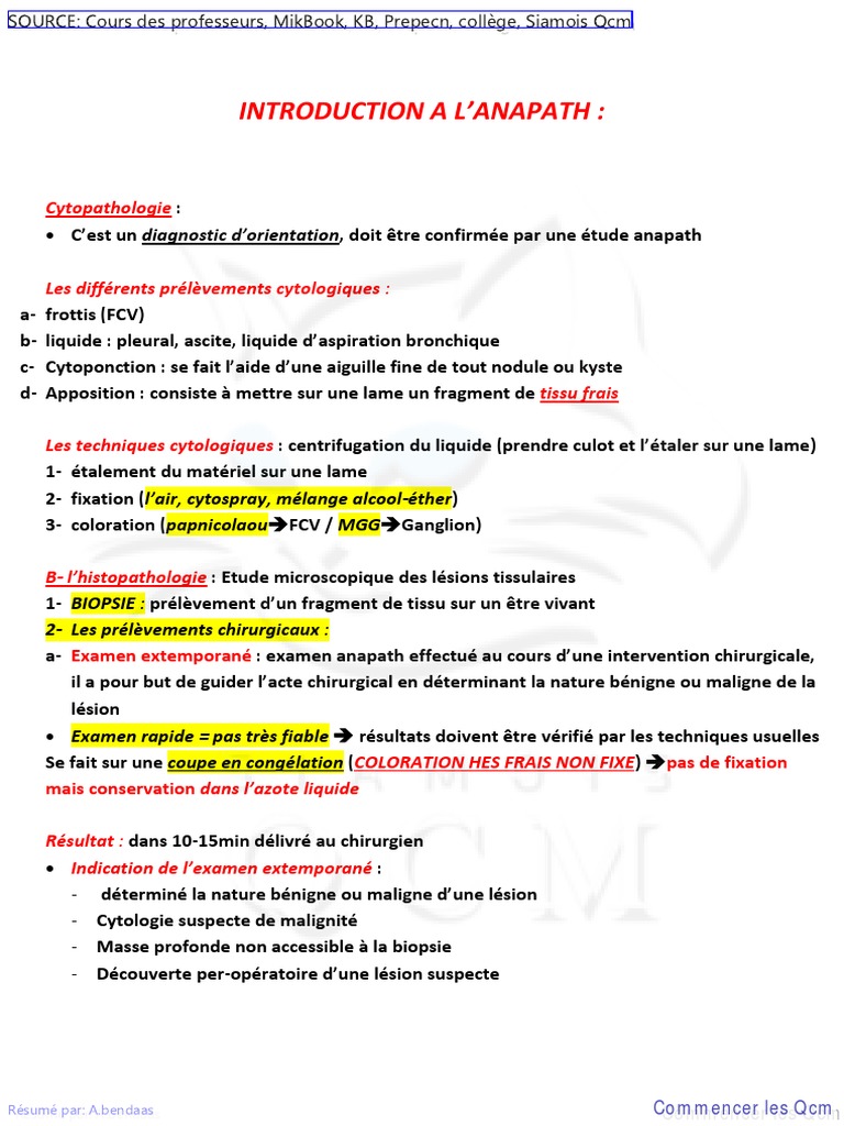 Introduction à l'Anapathologie | PDF | Histologie | Biopsie
