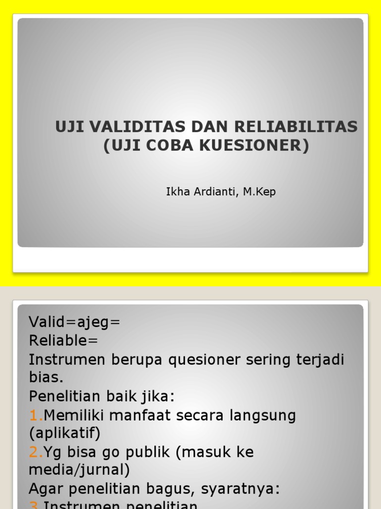 Uji Validitas dan Reliabilitas | PDF