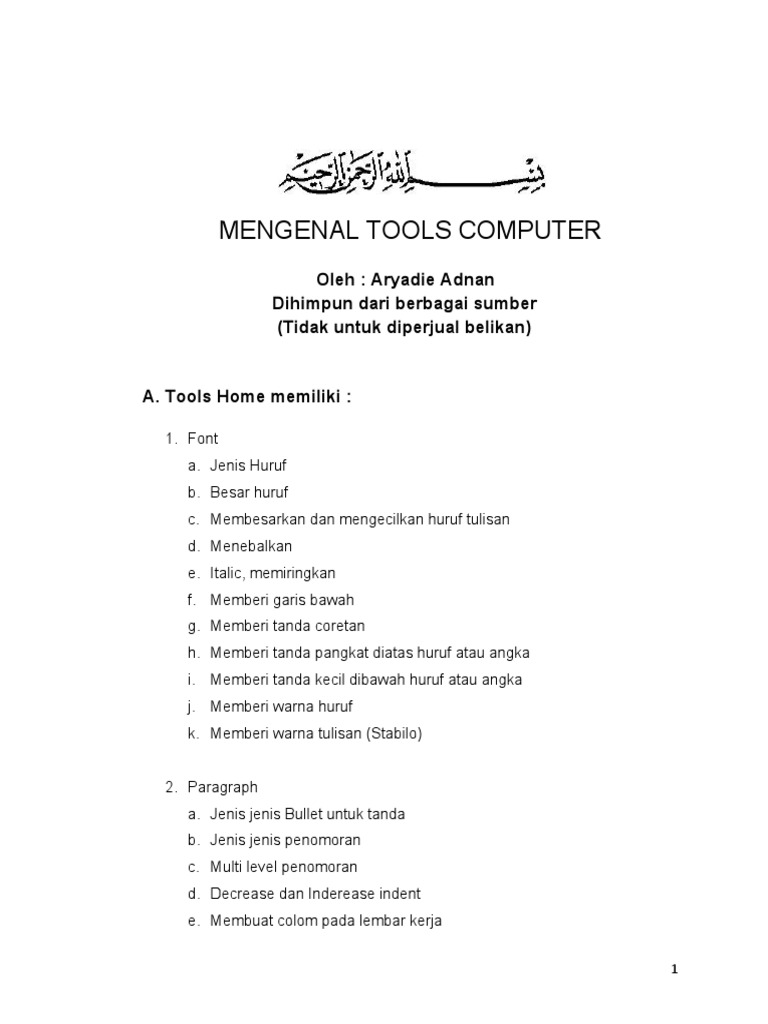 Panduan Lengkap Tools Komputer | PDF